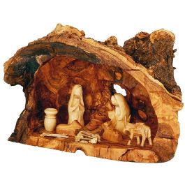 Olive Wood Tree Trunk Nativity Scene - The Jerusalem Gift Shop