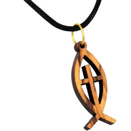 Buy Olive Wood Cut-Out ΙΧΘΥΣ - Ichthys / Ichthus Fish with Cross ...