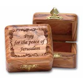 Pray for the Peace of Jerusalem Olive Wood Box - The Jerusalem Gift Shop