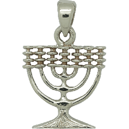 Sterling Silver Menorah Pendant - The Jerusalem Gift Shop
