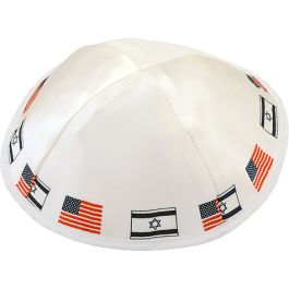 Kippa with The Flags of Israel and the US - The Jerusalem Gift Shop