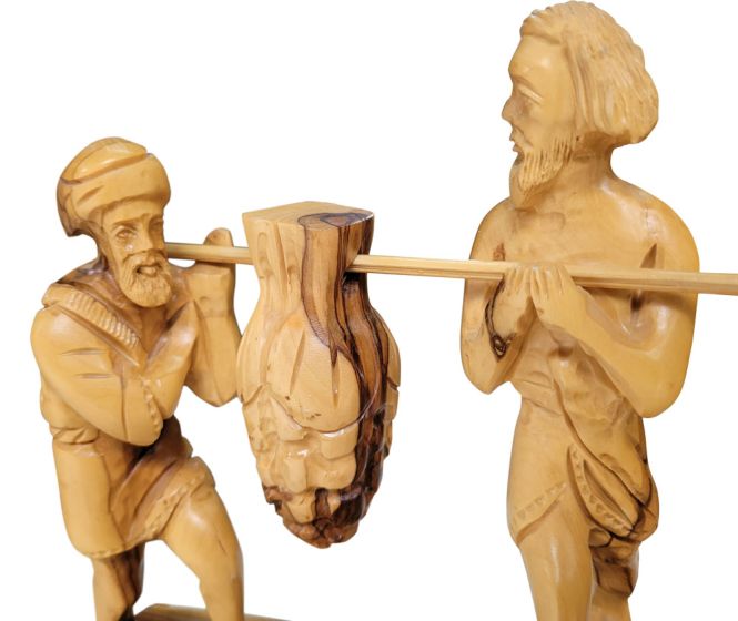 Olive Wood Joshua and Caleb - Fruit of the Land - The Jerusalem Gift Shop