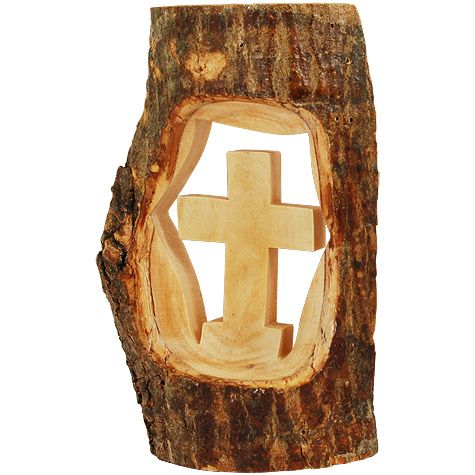 Cross Carved Holy Land Olive Wood Branch - The Jerusalem Gift Shop