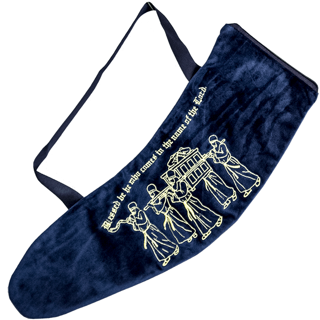 Shop Ark of the Covenant Blue Velvet Shofar Bag - The Jerusalem Gift Shop