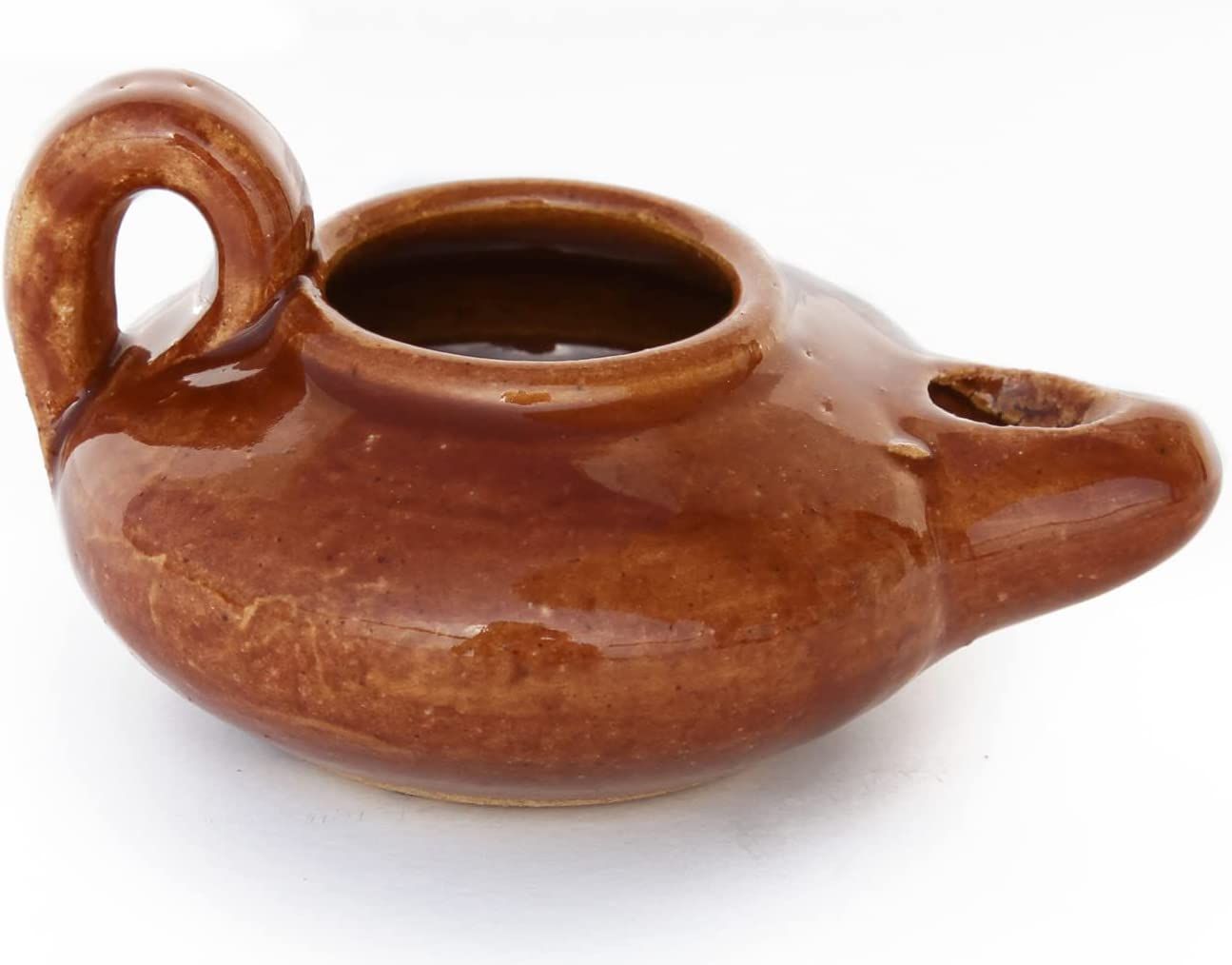 Glazed Herodian Clay Oil Lamp - The Jerusalem Gift Shop