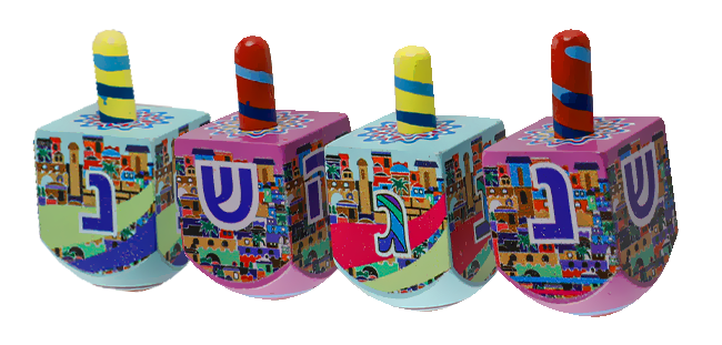 Jerusalem Wood Dreidels Set of 4 - The Jerusalem Gift Shop