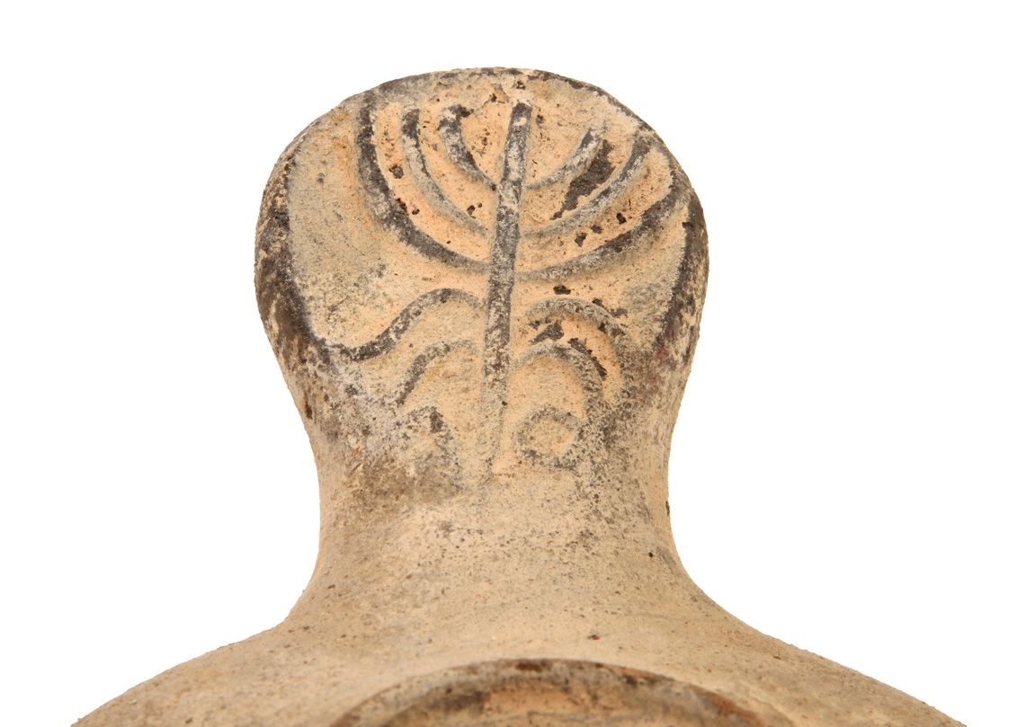 Handmade Ancient Synagogue Oil Lamp with Menorah Clay Oil Lamp Replica ...