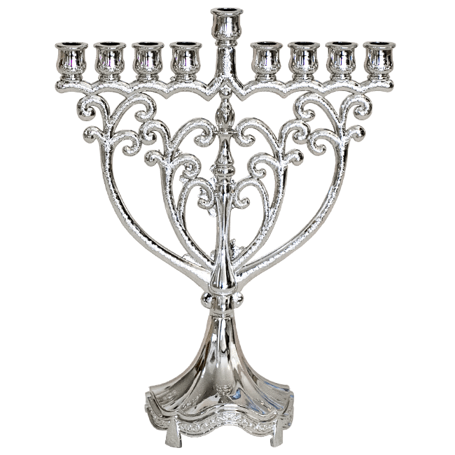 Small Hanukkah Menorah, Polished silver-plated. - The Jerusalem Gift Shop